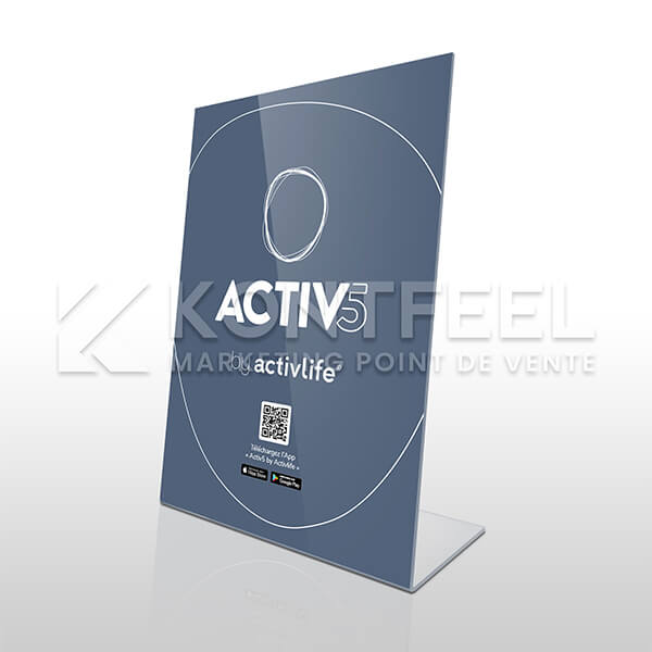 Stèle: la plv haut de gamme sur mesure en verre ou pvc avec éclairage, tablette...